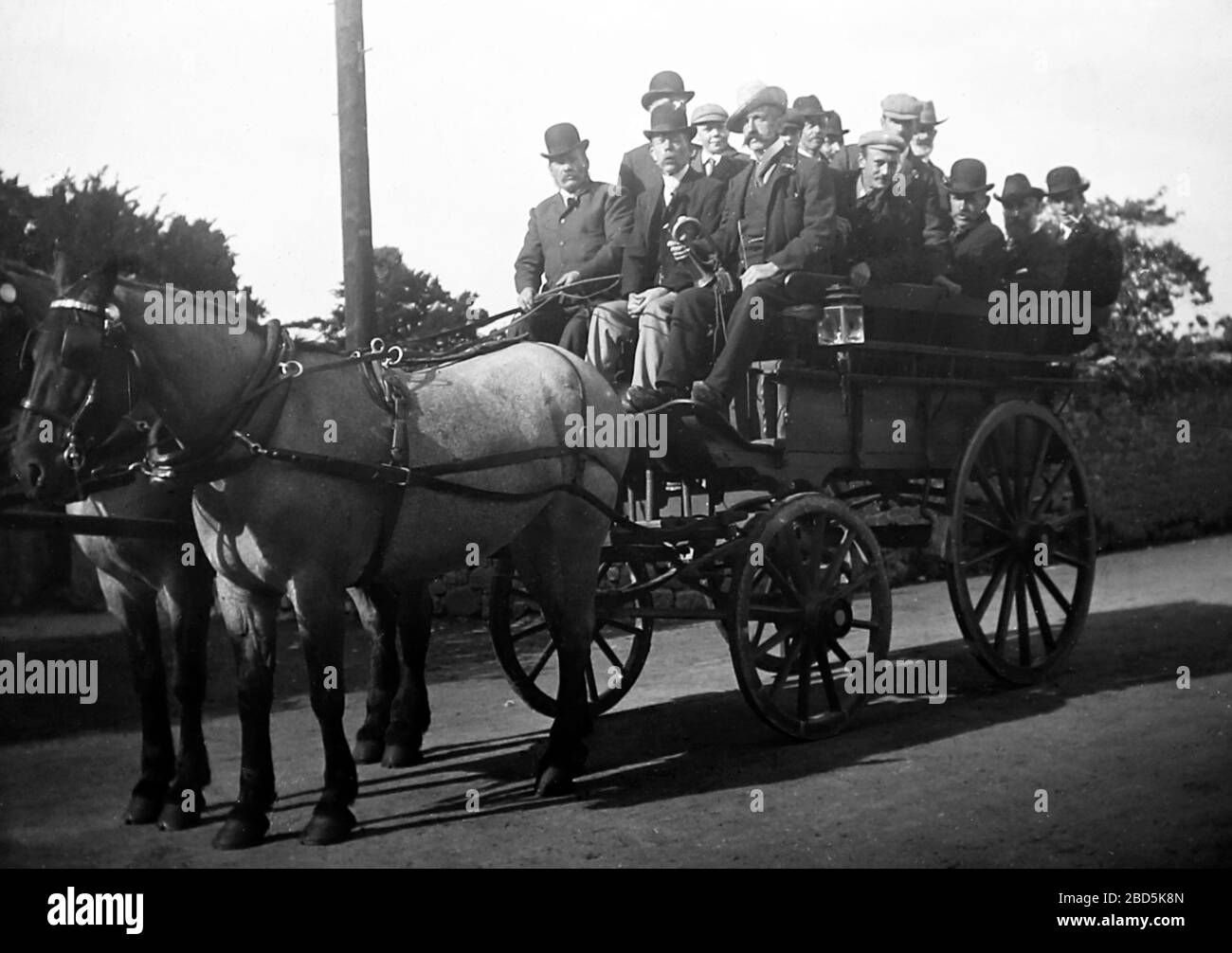 Mens excursion, day trip, early 1900s Stock Photo - Alamy