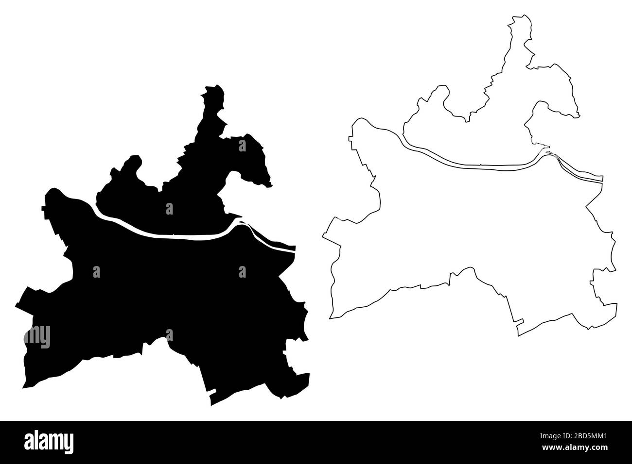 Maribor City (Republic of Slovenia) map vector illustration, scribble ...