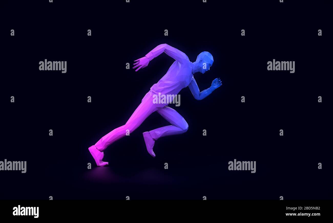 Abstract geometric sprinting running man 3D rendering Stock Photo - Alamy
