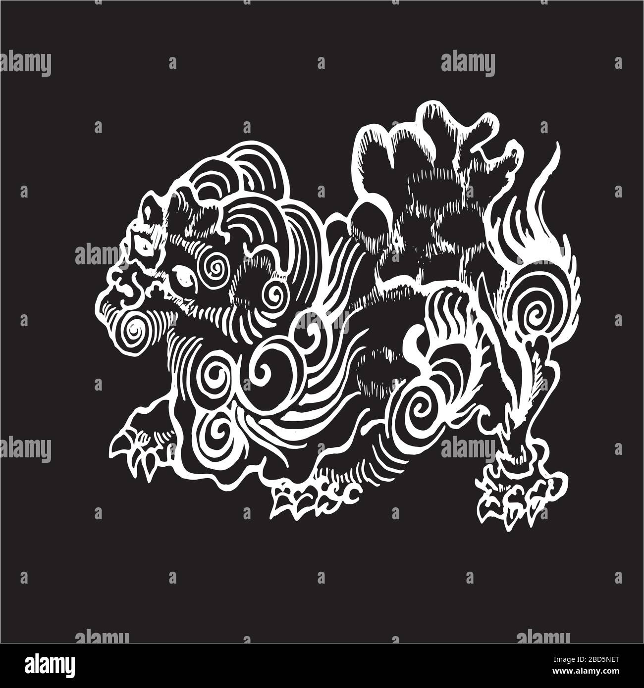 Illustration of chinese qilin. Chinese unicorn lion dragon Stock Vector ...