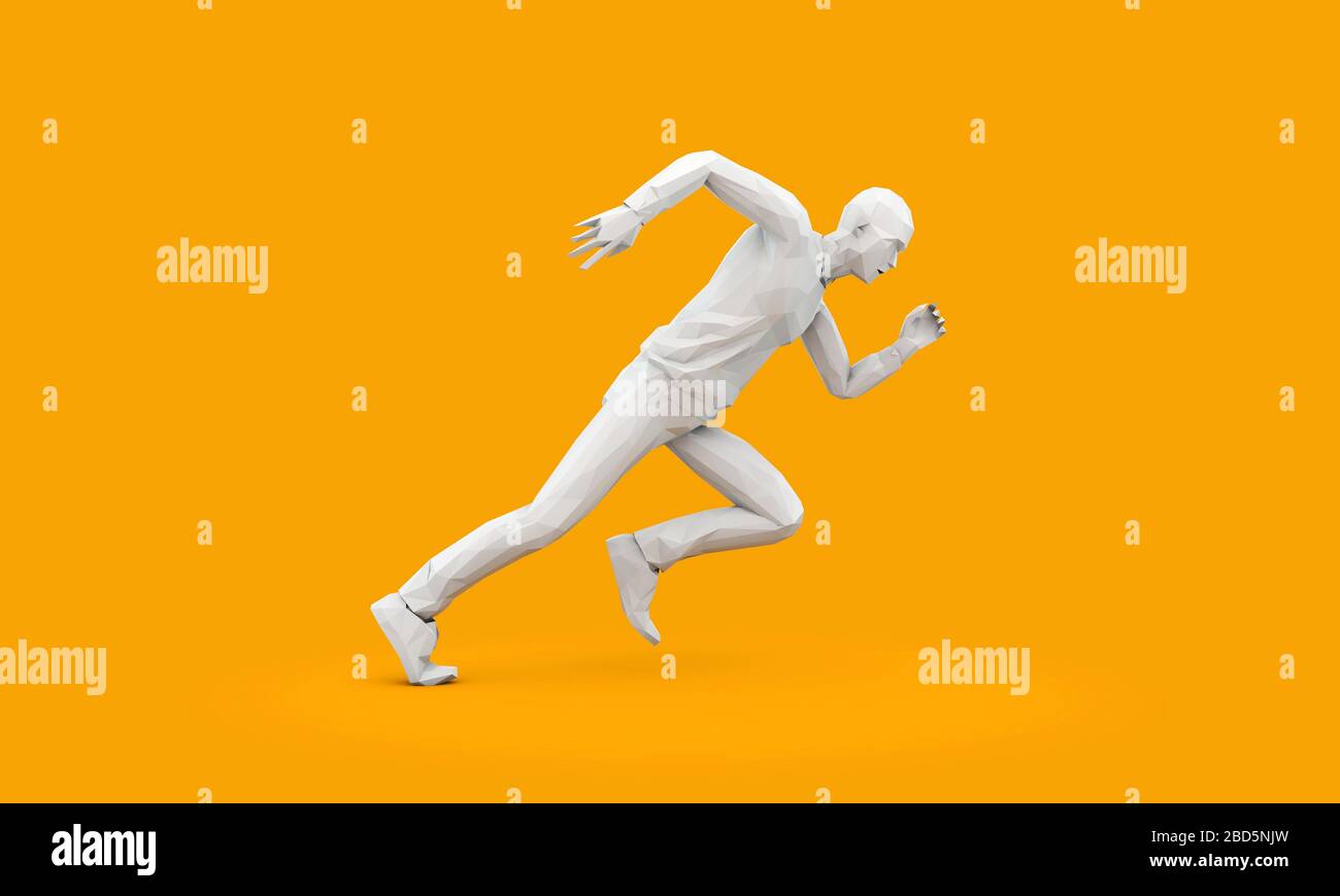 Abstract geometric sprinting running man 3D rendering Stock Photo - Alamy