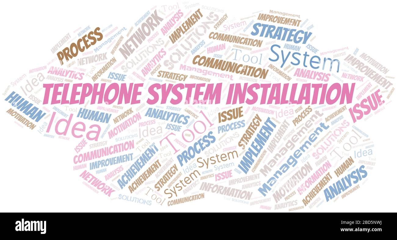 Telephone System Installation typography vector word cloud. Wordcloud ...
