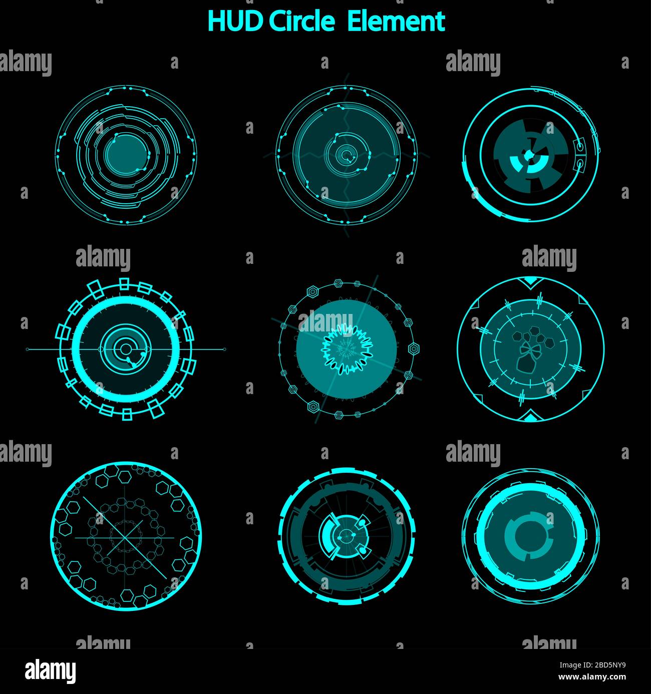Set of hud circle elements,Futuristic Sci Fi Modern User Interface Set ...