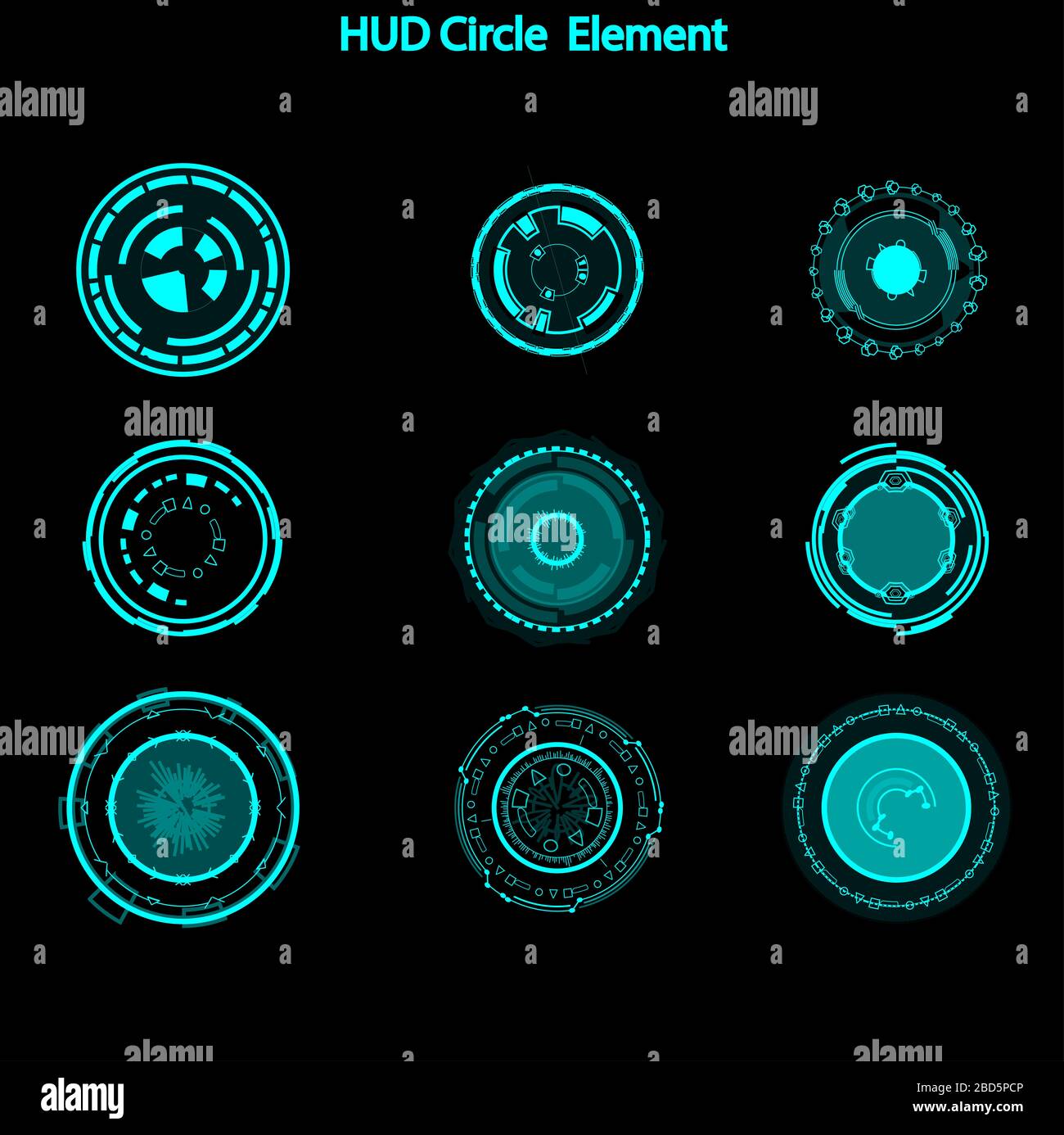 Set of hud circle elements,Futuristic Sci Fi Modern User Interface Set ...