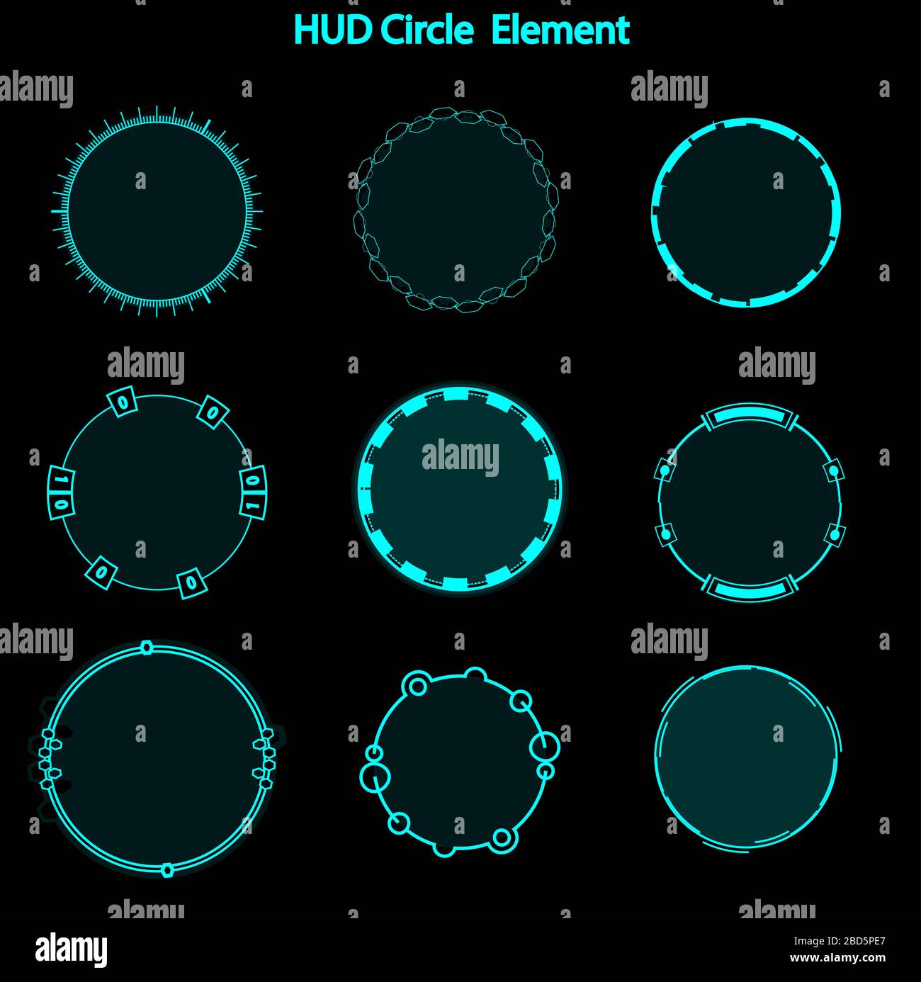 Set of hud circle elements,Futuristic Sci Fi Modern User Interface Set ...
