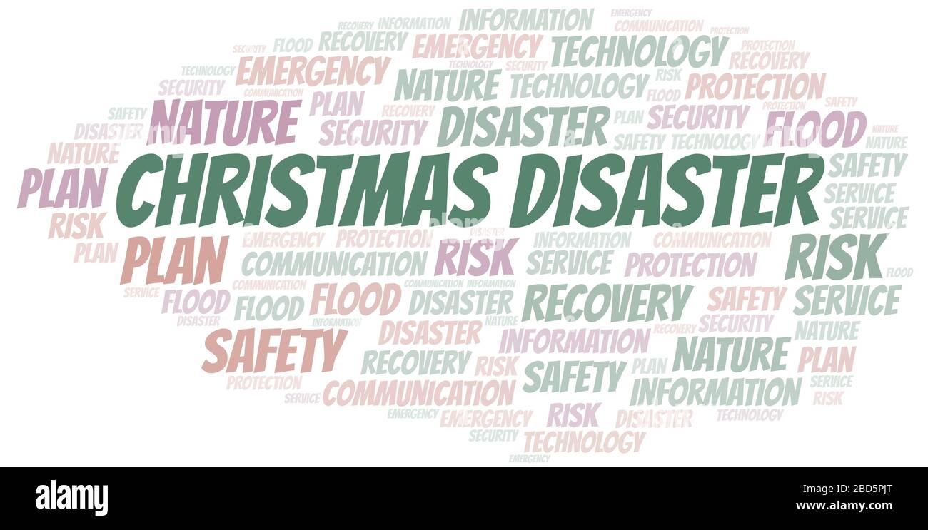 Christmas Disaster typography vector word cloud. Wordcloud collage made ...
