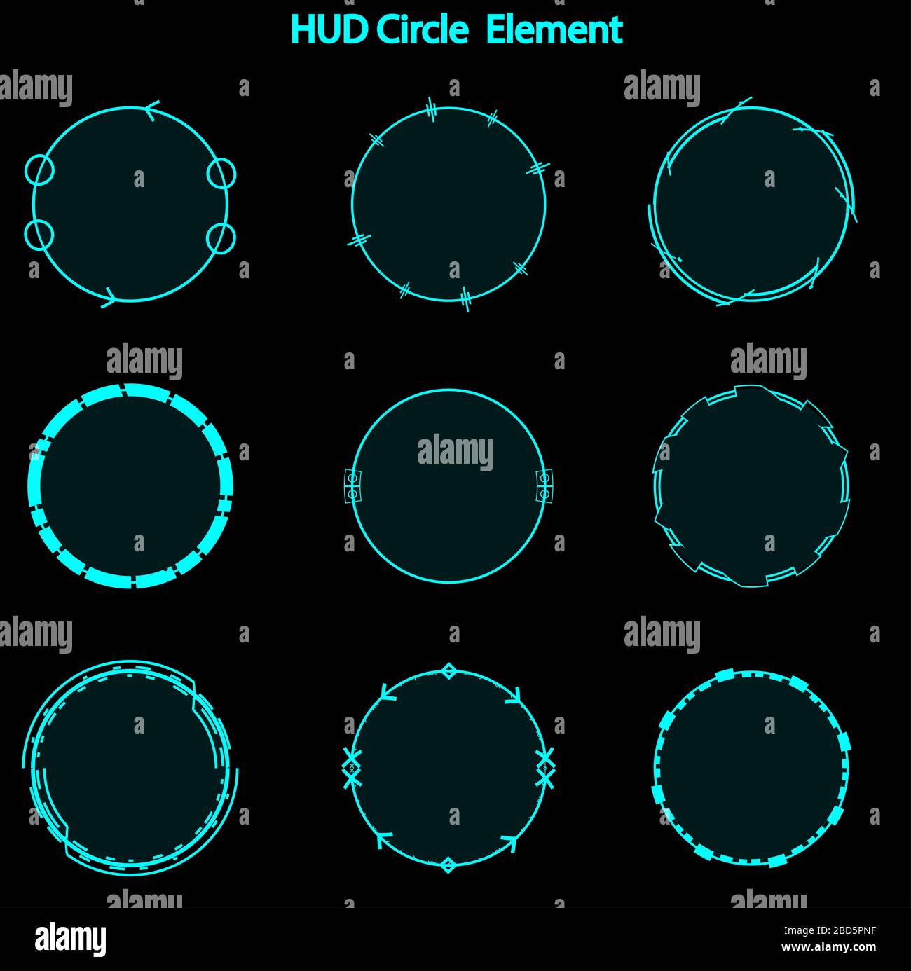 Set of hud circle elements,Futuristic Sci Fi Modern User Interface Set ...