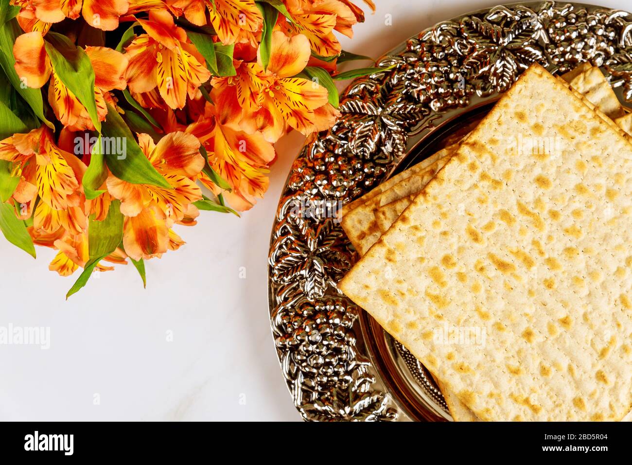 Jewish family celebrating passover matzoh jewish unleavened bread ...