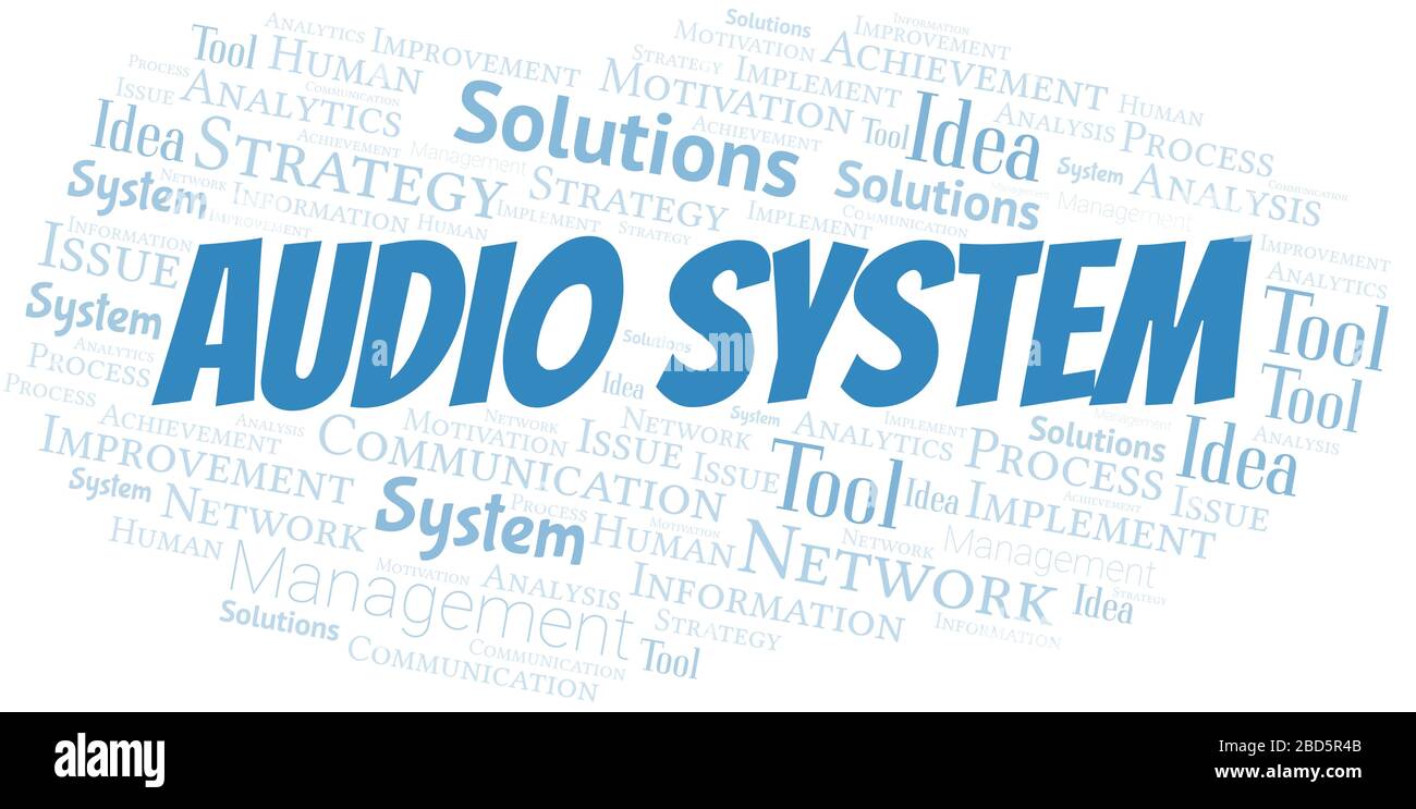 Audio System typography vector word cloud. Wordcloud collage made with ...