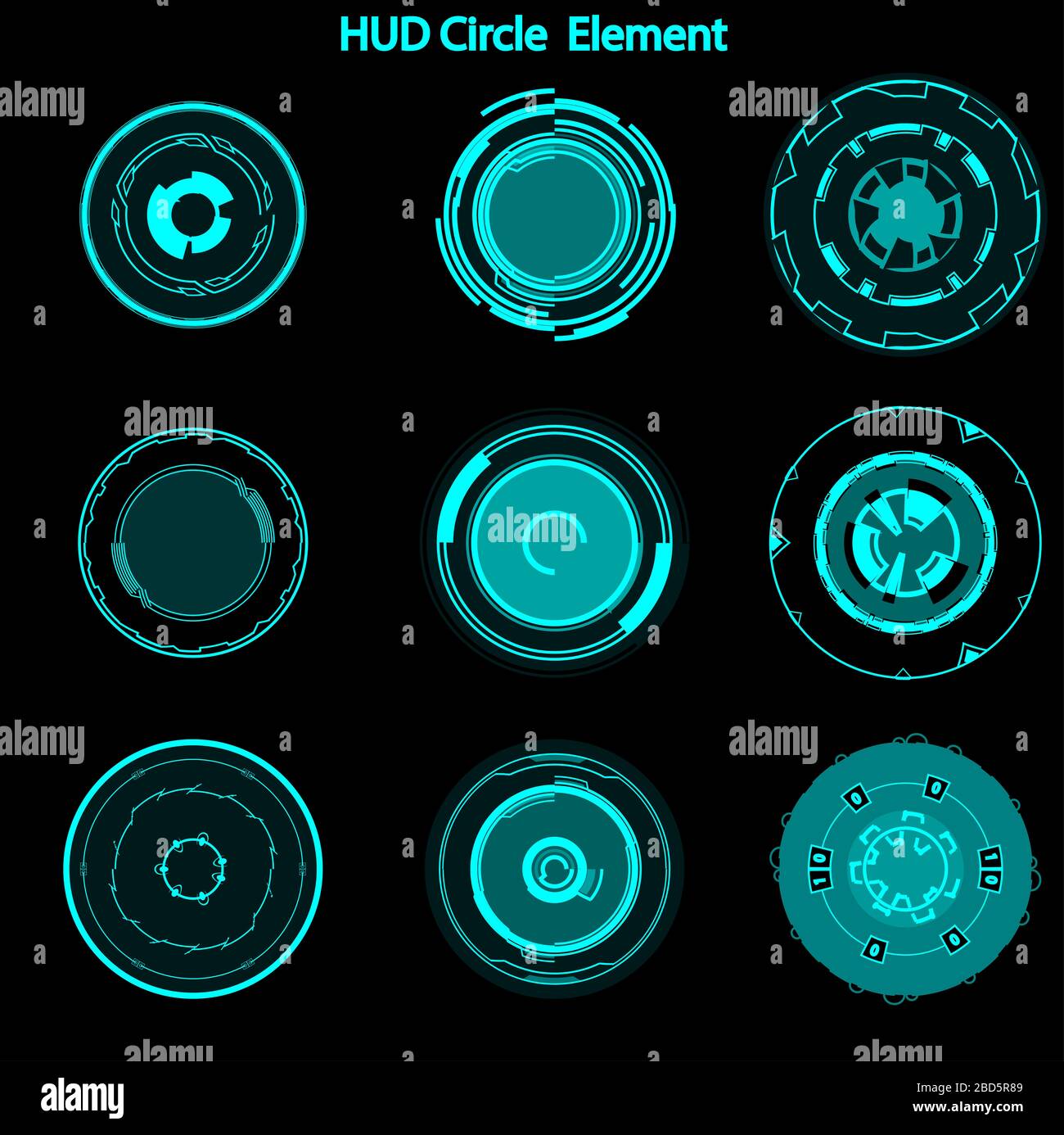 Set of hud circle elements,Futuristic Sci Fi Modern User Interface Set ...
