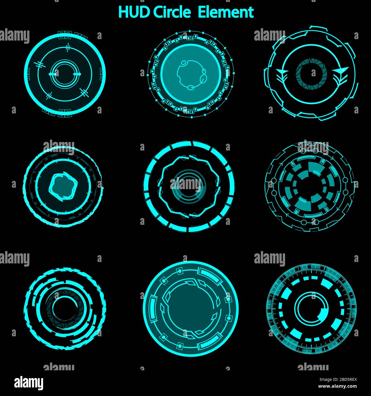 Set of hud circle elements,Futuristic Sci Fi Modern User Interface Set ...