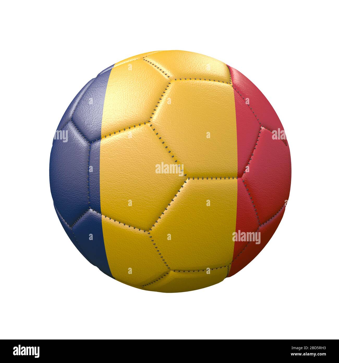 Soccer ball in flag colors isolated on white background. Romania. 3D ...