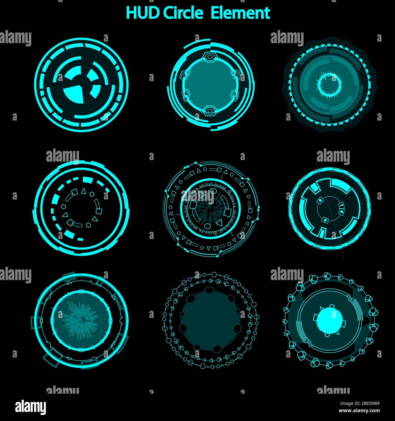 Set of hud circle elements,Futuristic Sci Fi Modern User Interface Set ...