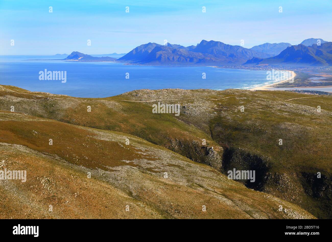 Aerial view of mountains surrounding Hermanus, with Bot River and ...