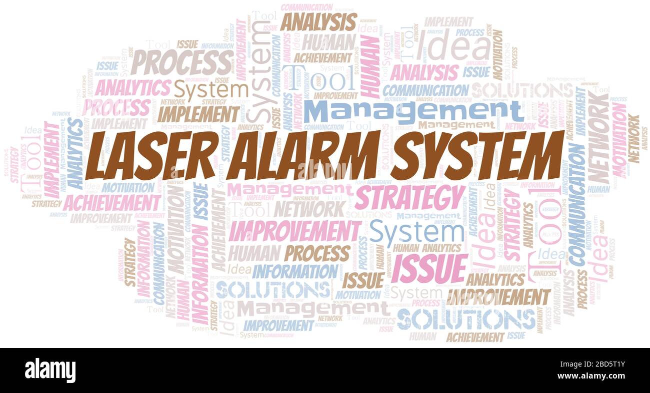 Laser Alarm System typography vector word cloud. Wordcloud collage made with the text only Stock ...