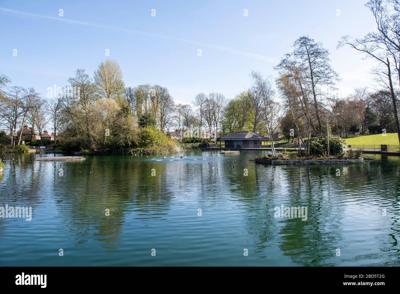 Sunny spring day at Arnot Hill Park, captured during the Covid-19 ...