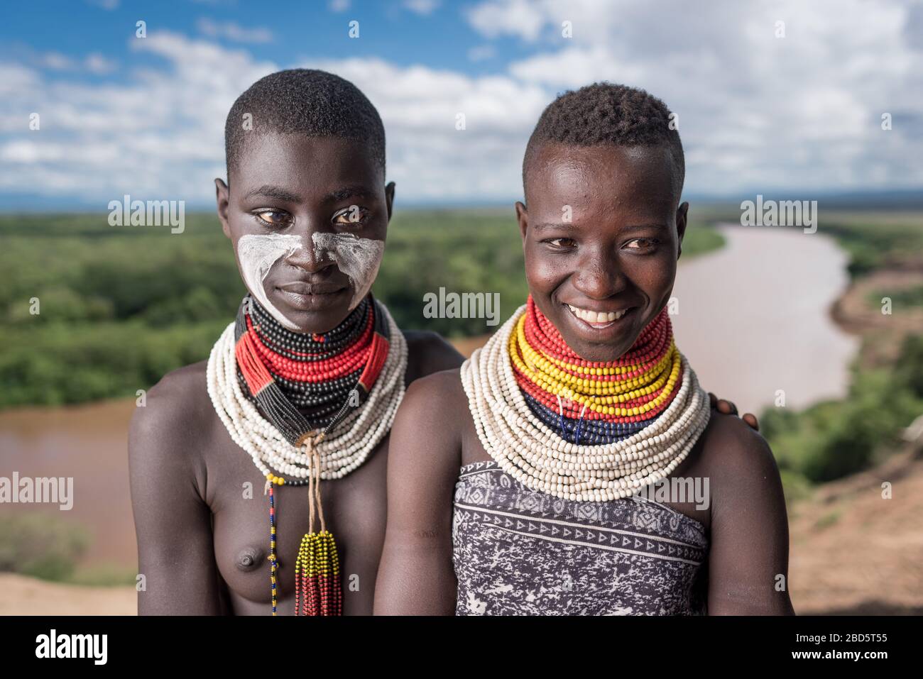 High above the Omo River, Karo tribe or ethnic group members are best ...