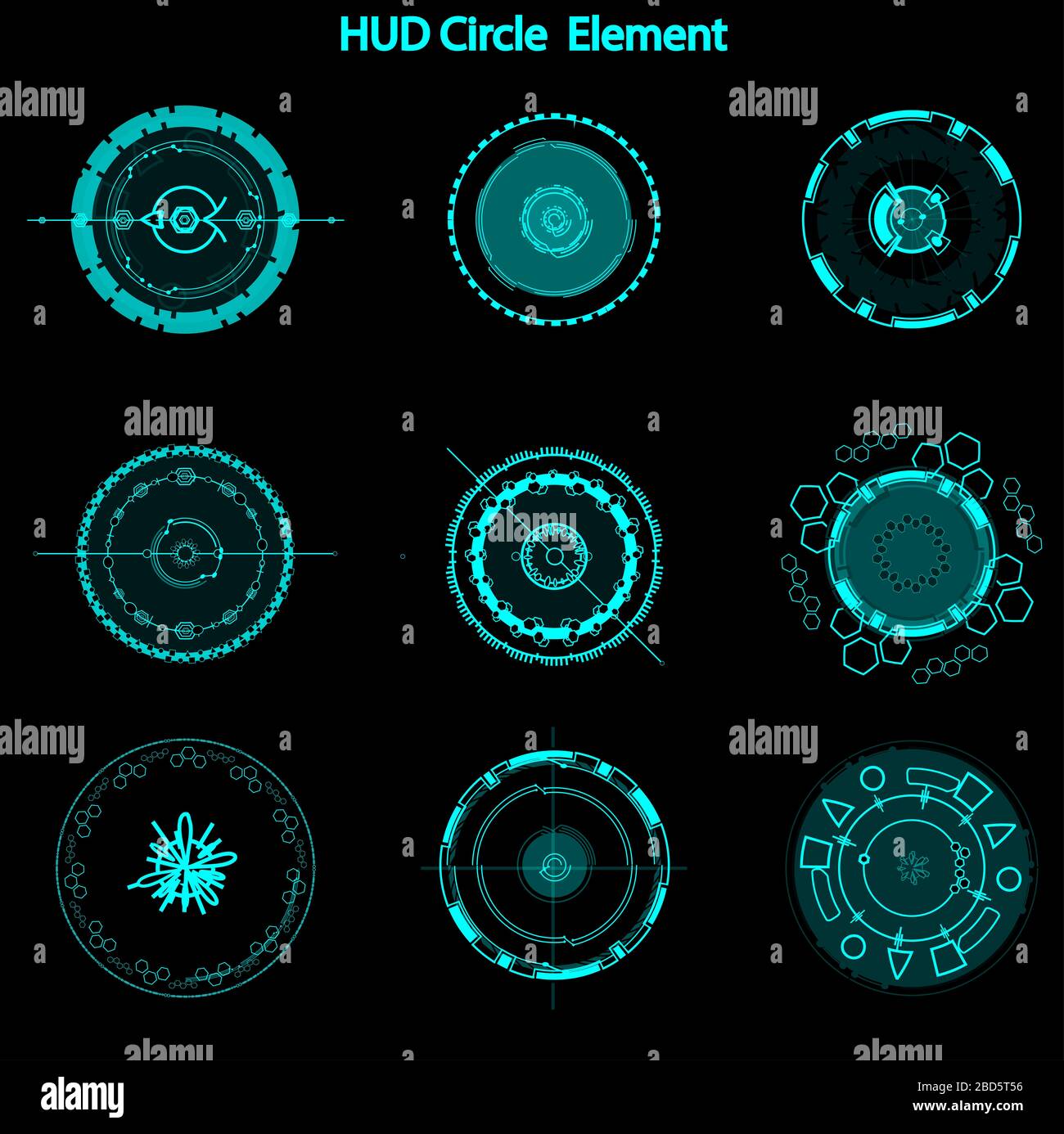 Set of hud circle elements,Futuristic Sci Fi Modern User Interface Set ...
