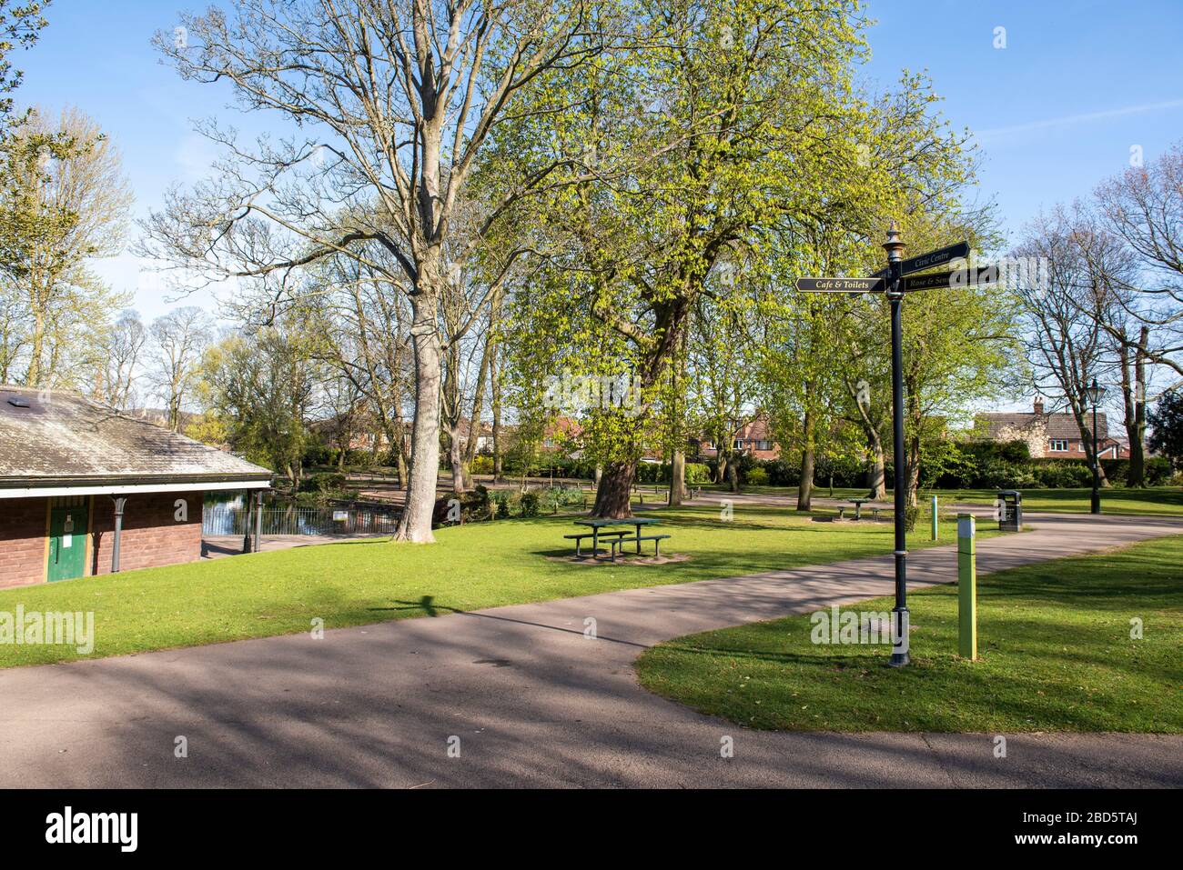 Sunny spring day at Arnot Hill Park, captured during the Covid-19 ...