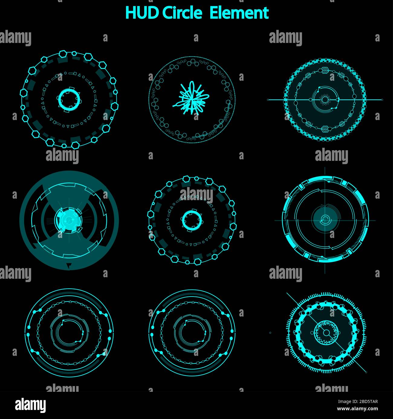 Set of hud circle elements,Futuristic Sci Fi Modern User Interface Set ...