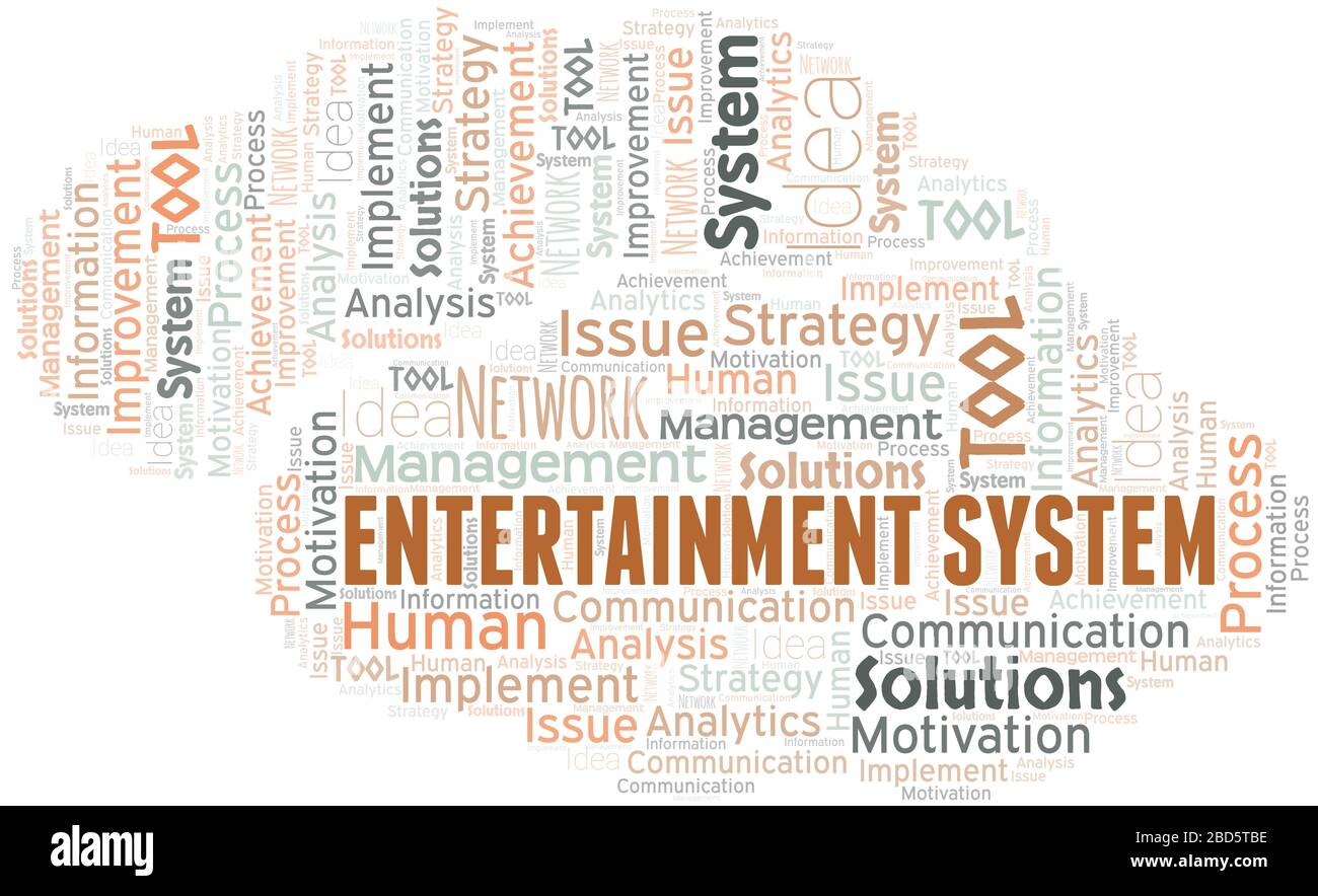 Entertainment System typography vector word cloud. Wordcloud collage ...