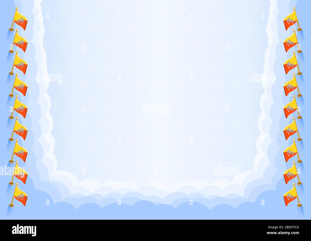 Horizontal frame and border with Bhutan flag, template elements for ...
