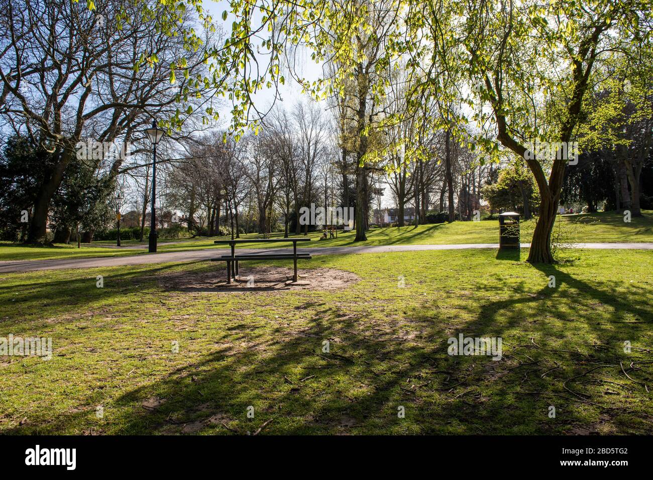 Sunny spring day at Arnot Hill Park, captured during the Covid-19 ...