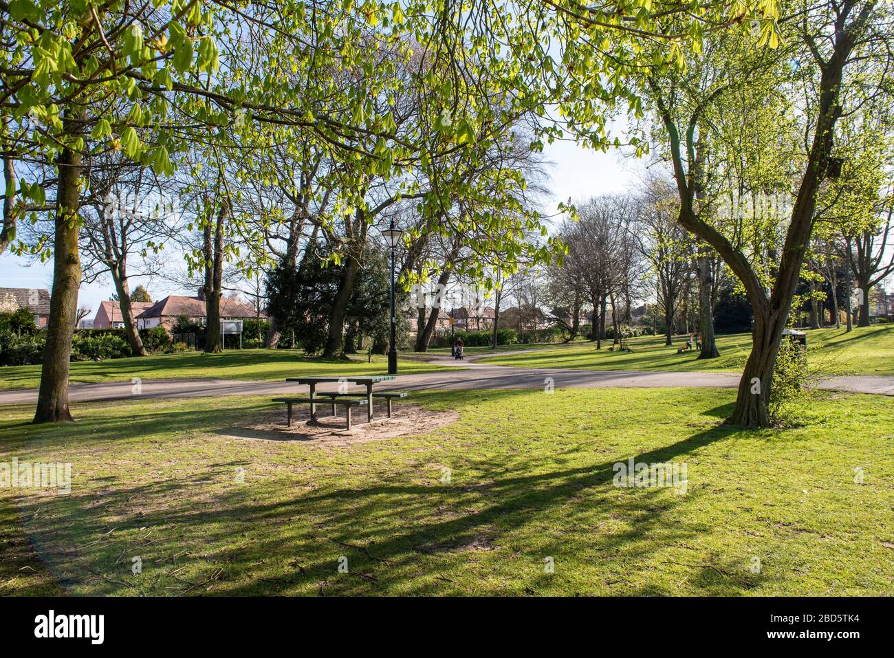 Sunny spring day at Arnot Hill Park, captured during the Covid-19 ...