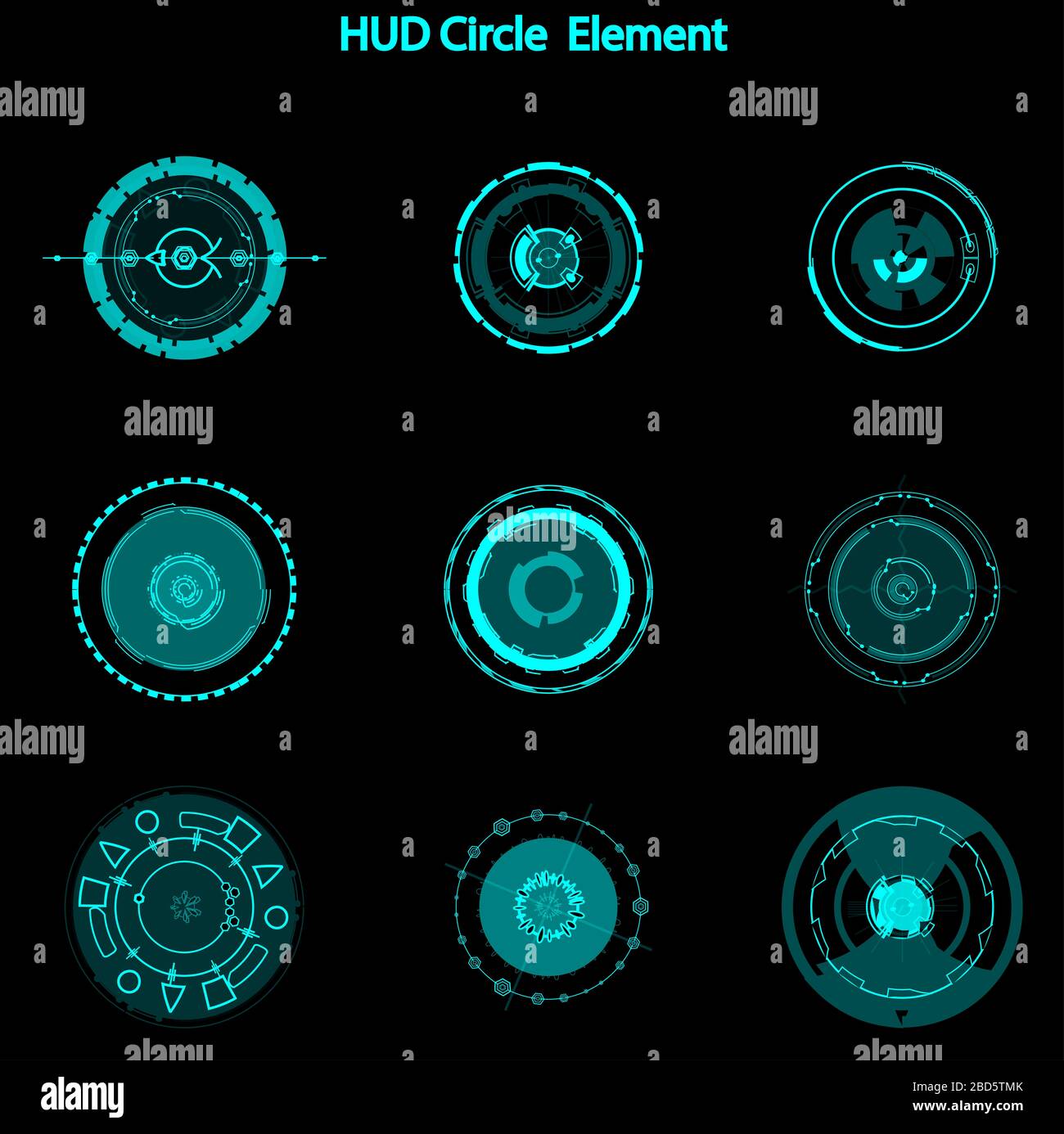 Set of hud circle elements,Futuristic Sci Fi Modern User Interface Set ...