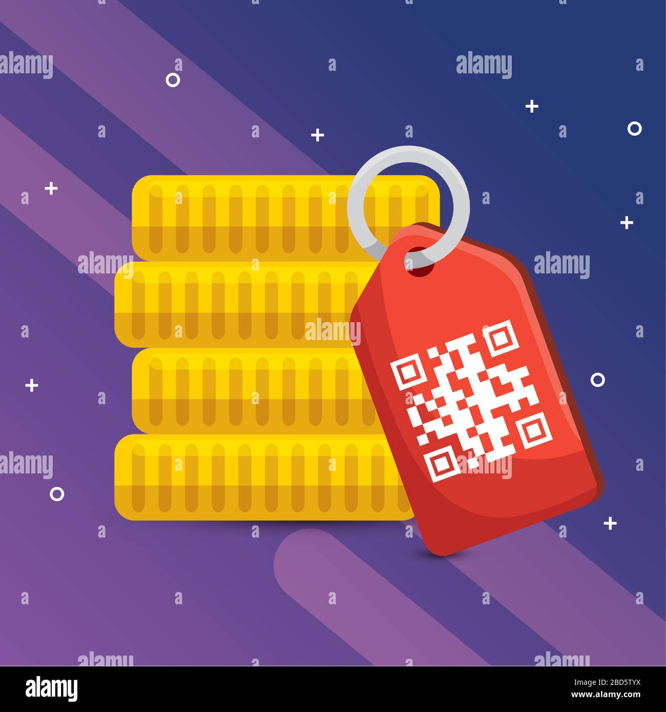 qr code label and coins vector design Stock Vector Image & Art - Alamy