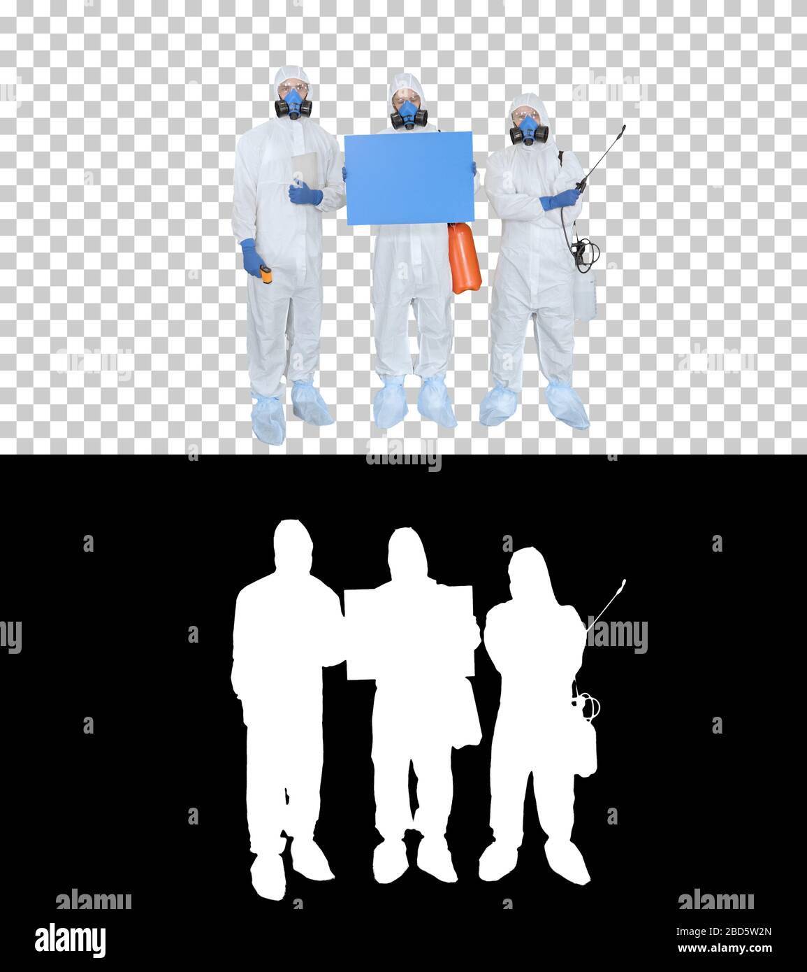 Team of epidemiologists holding blank board, Alpha Channel Stock Photo ...