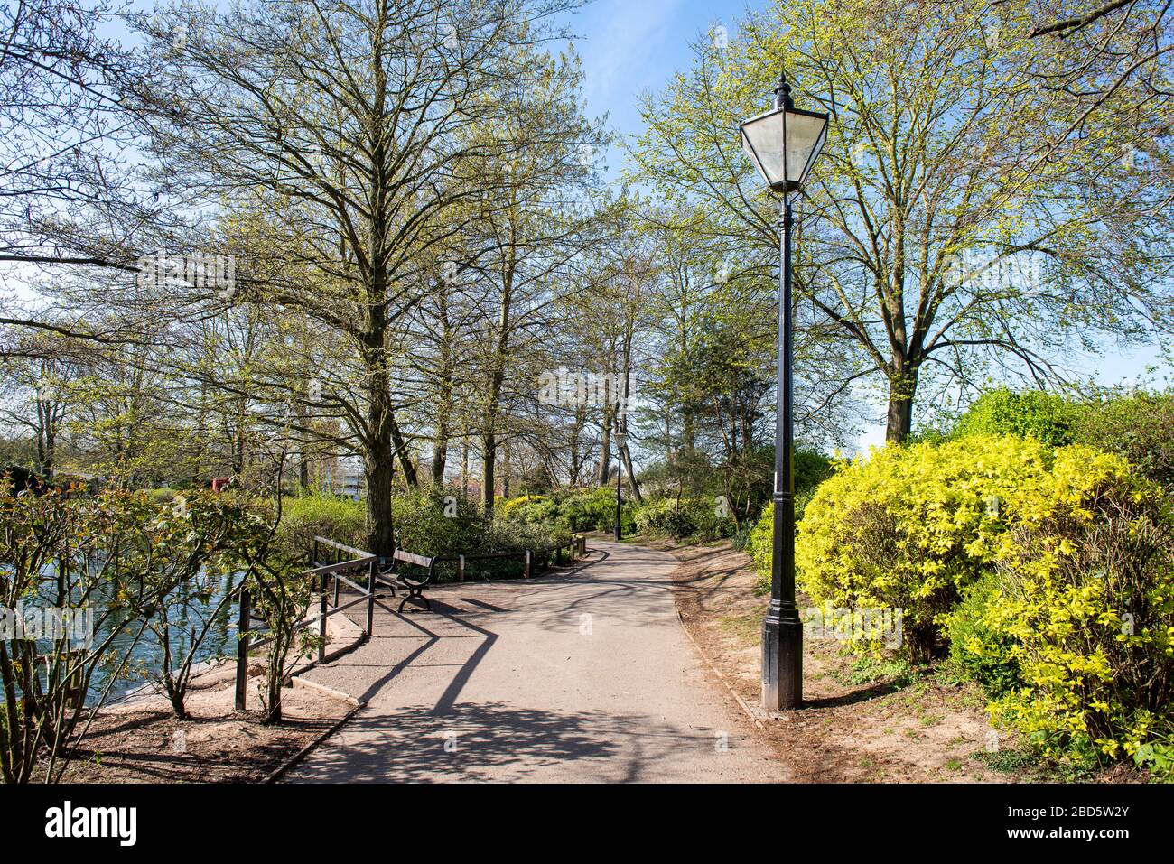 Sunny spring day at Arnot Hill Park, captured during the Covid-19 ...