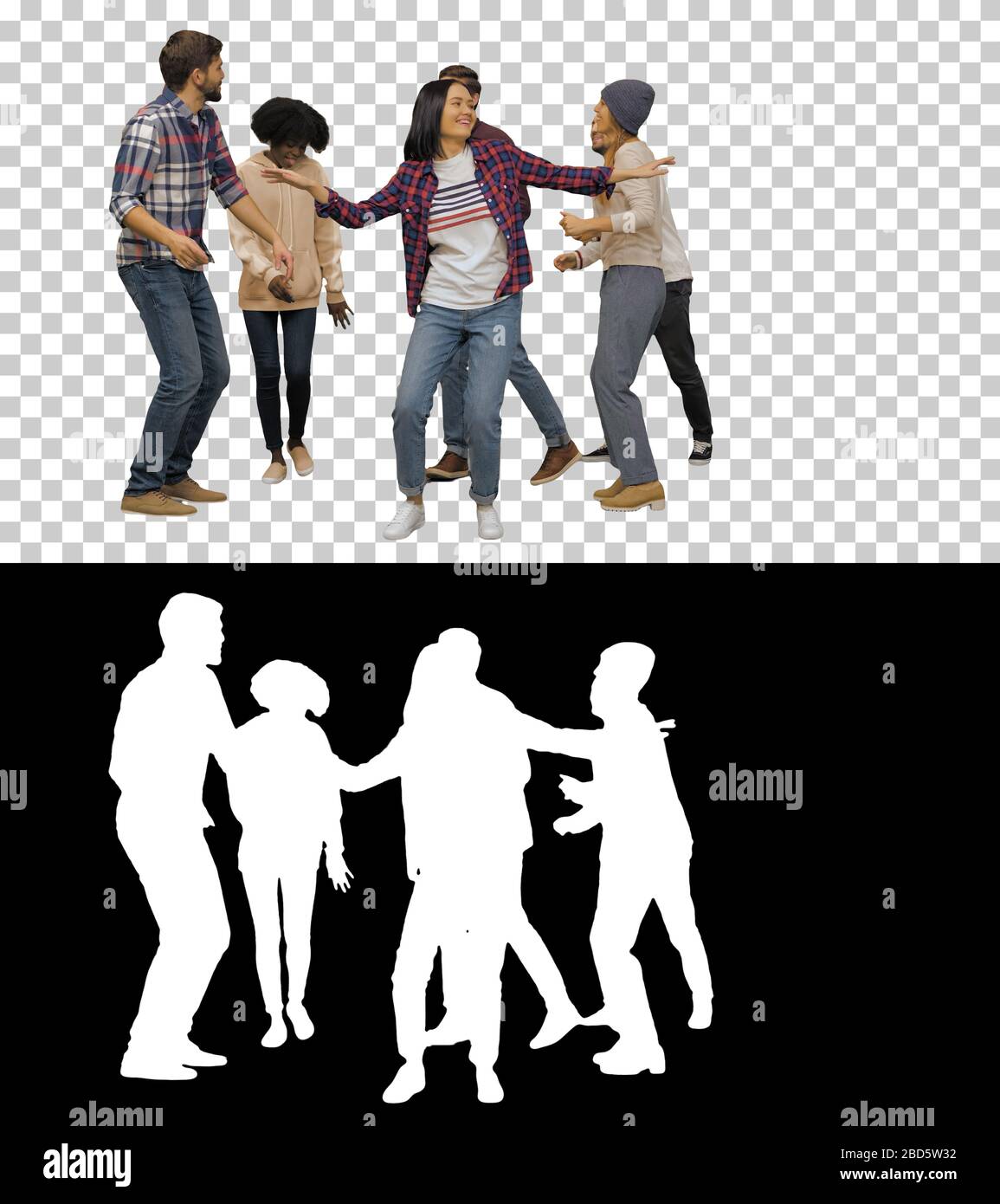 Group of happy young people dancing together, Alpha Channel Stock Photo ...