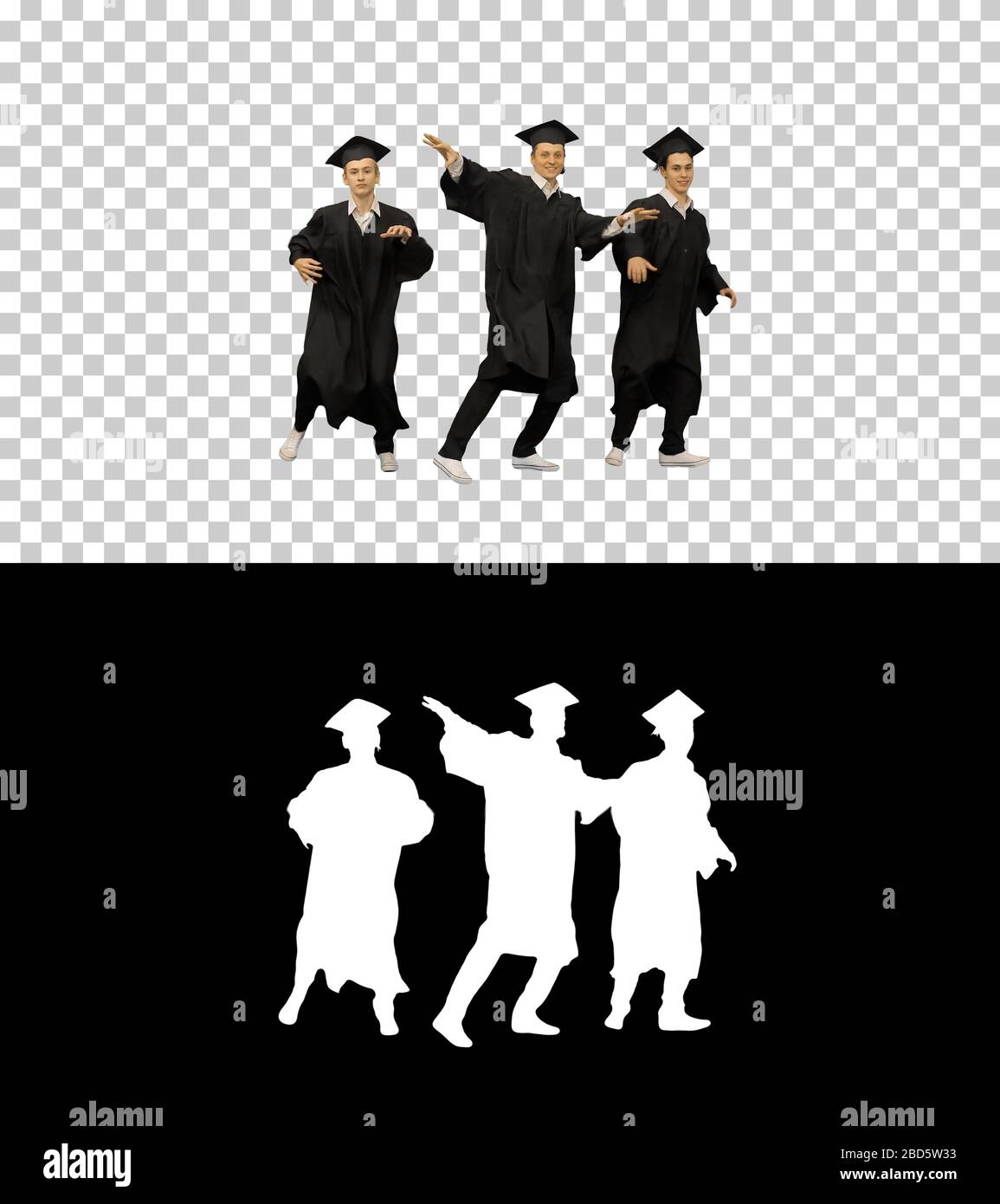 Graduating male students dancing together, Alpha Channel Stock Photo ...