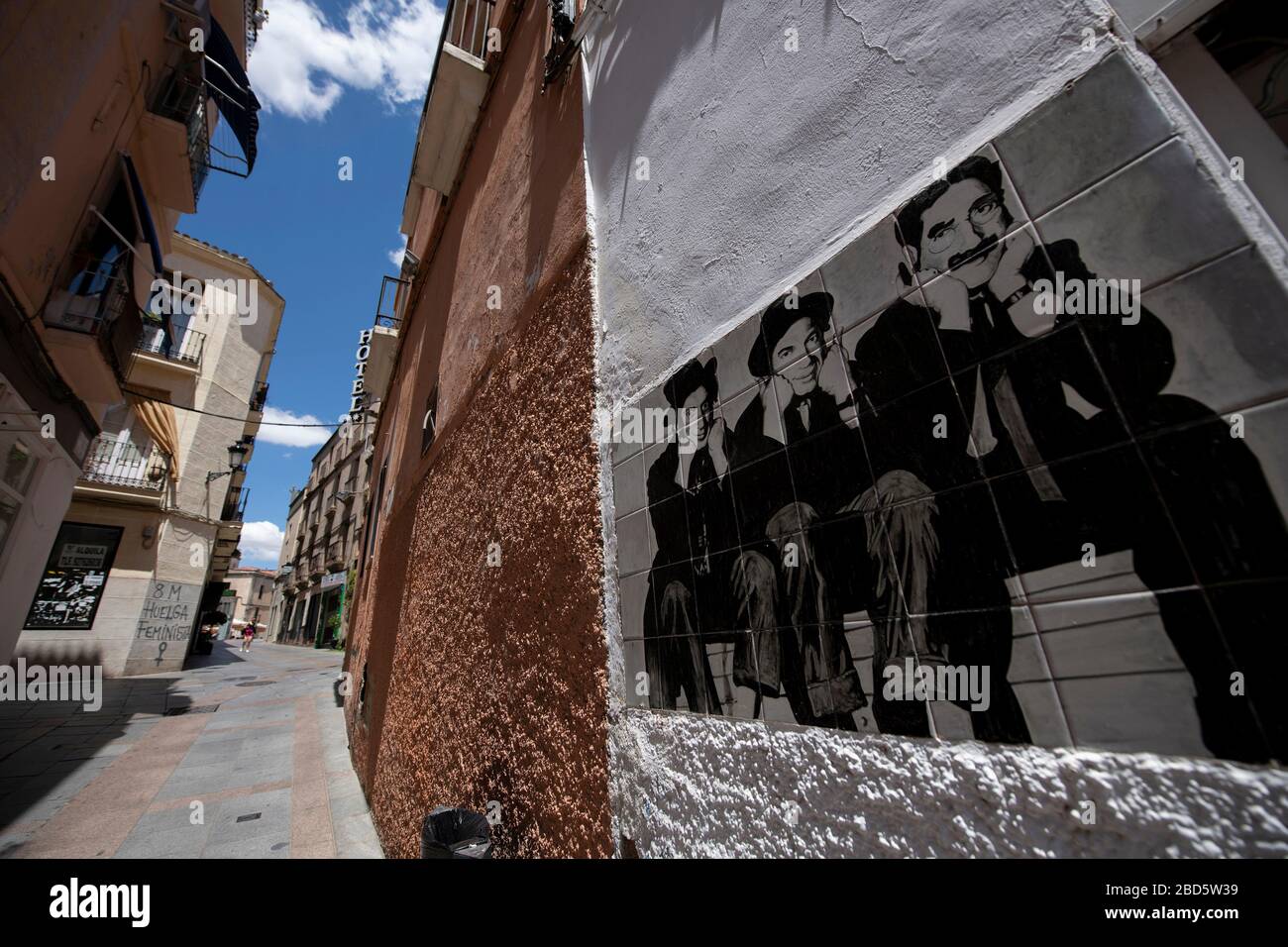 Mural of Marx brothers, Cáceres, Extremadura, Spain, Europe Stock Photo ...