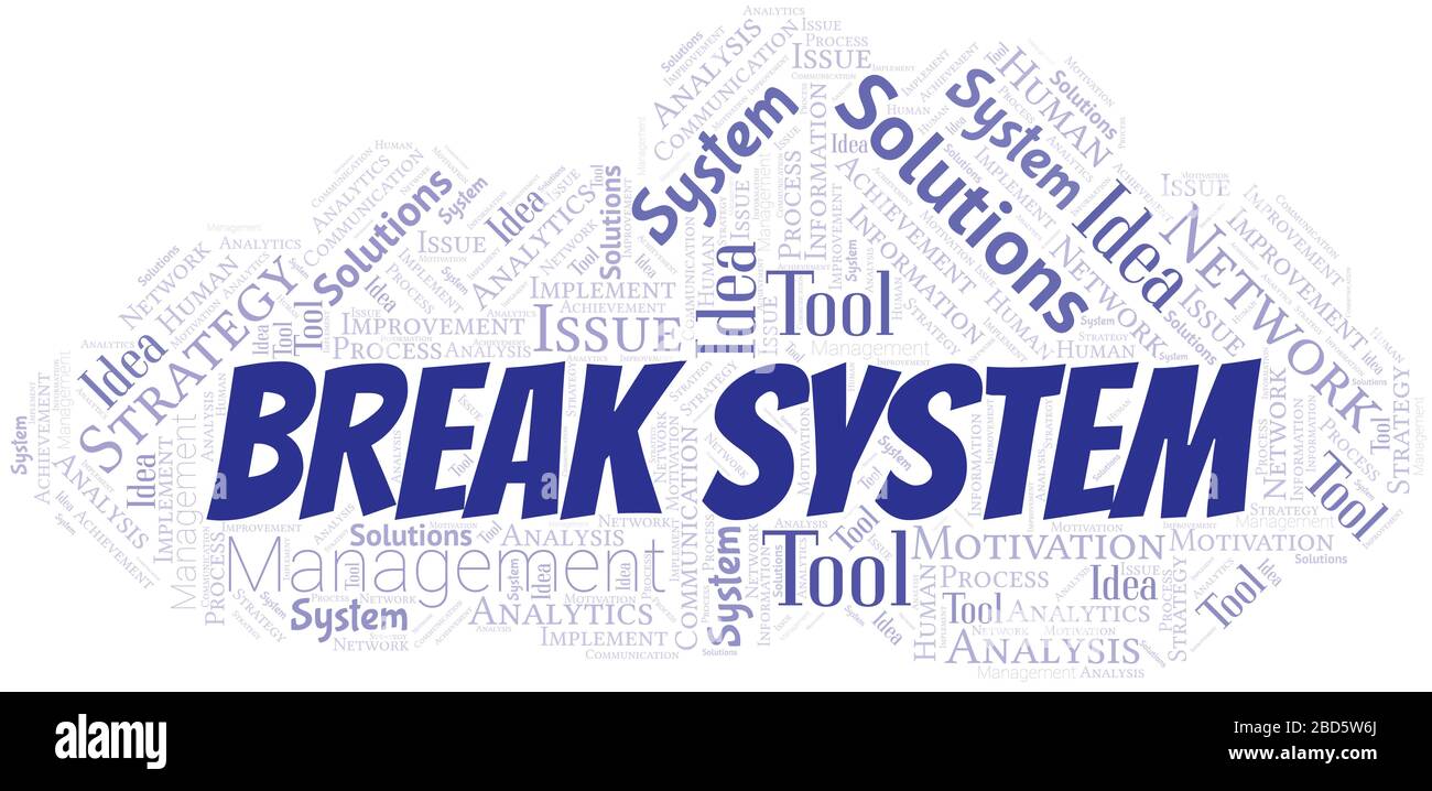 Break System typography vector word cloud. Wordcloud collage made with ...