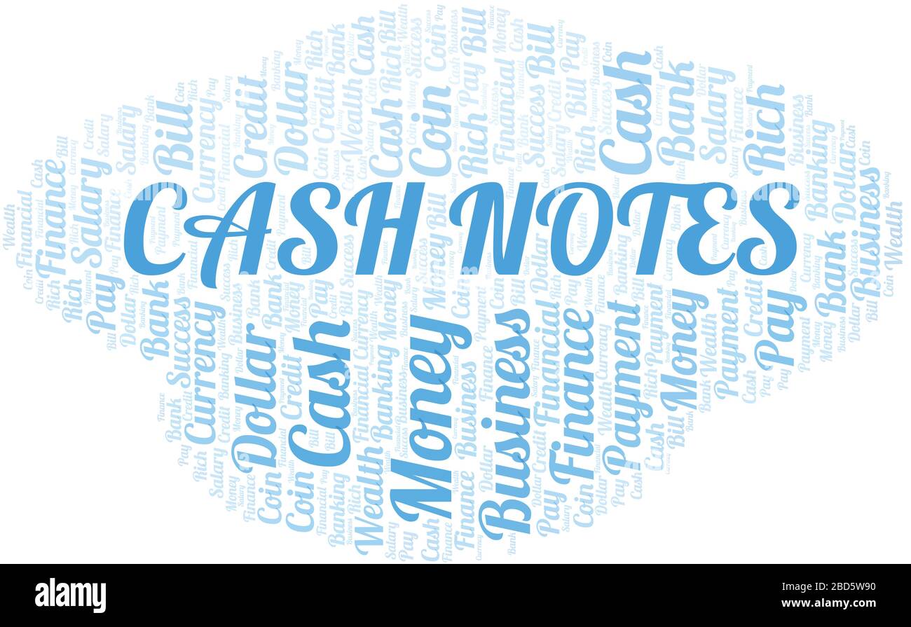 Cash Notes typography vector word cloud. Wordcloud collage made with ...
