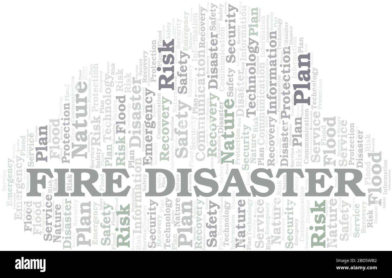 Fire Disaster typography vector word cloud. Wordcloud collage made with ...