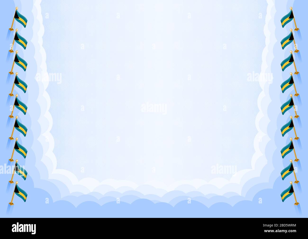 Horizontal frame and border with Bahamas flag, template elements for ...