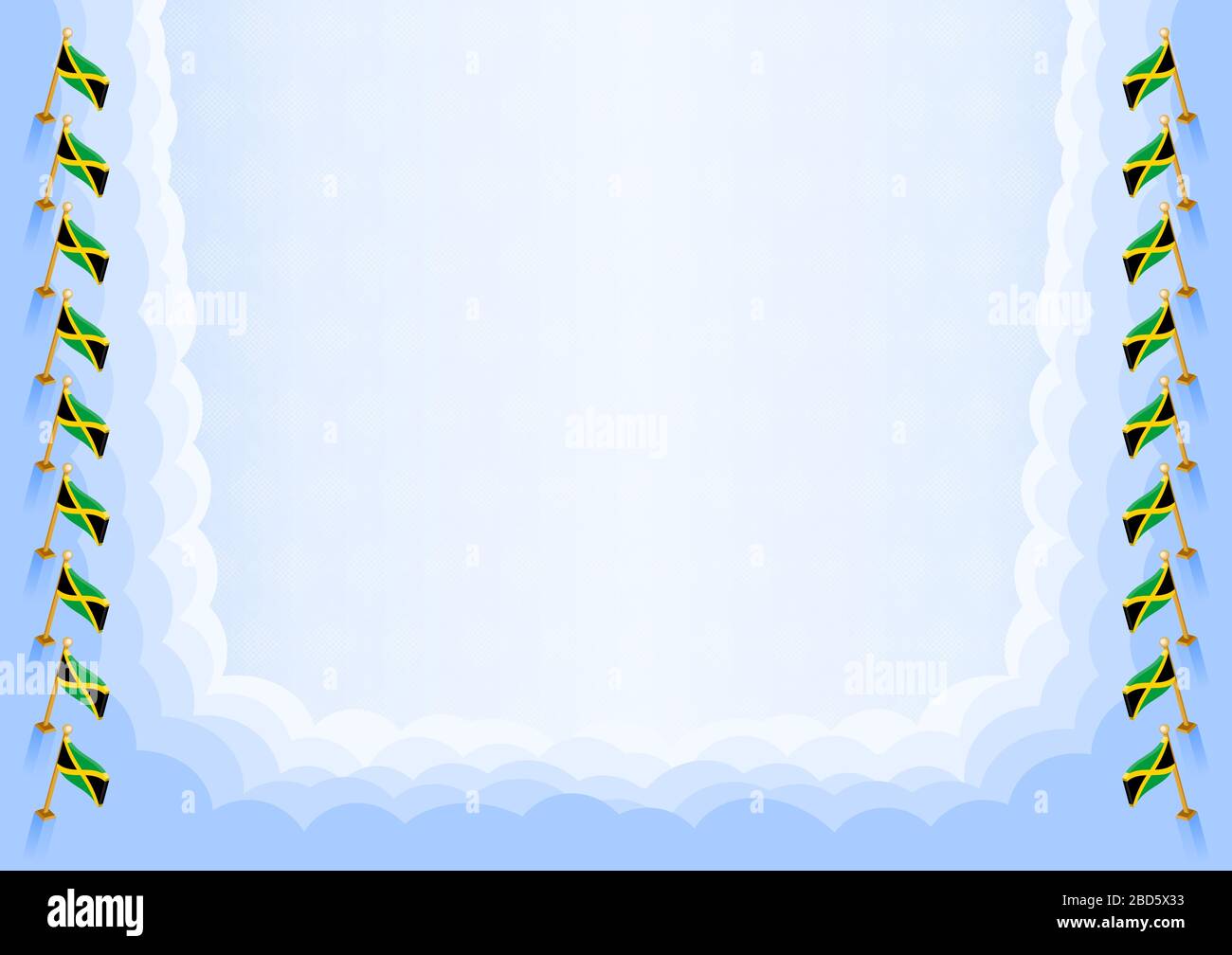 Horizontal frame and border with Jamaica flag, template elements for ...