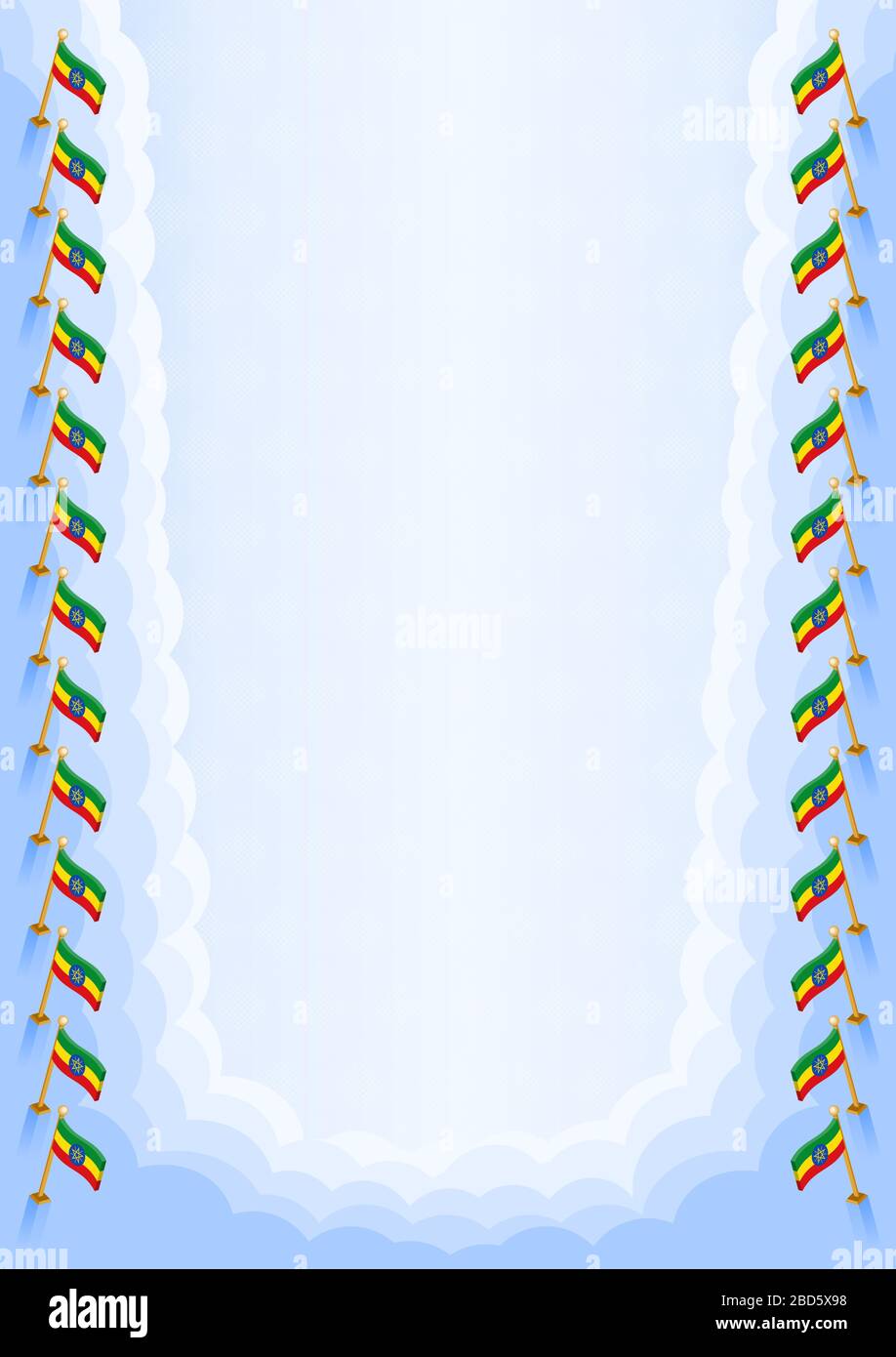 Vertical frame and border with Ethiopia flag, template elements for ...