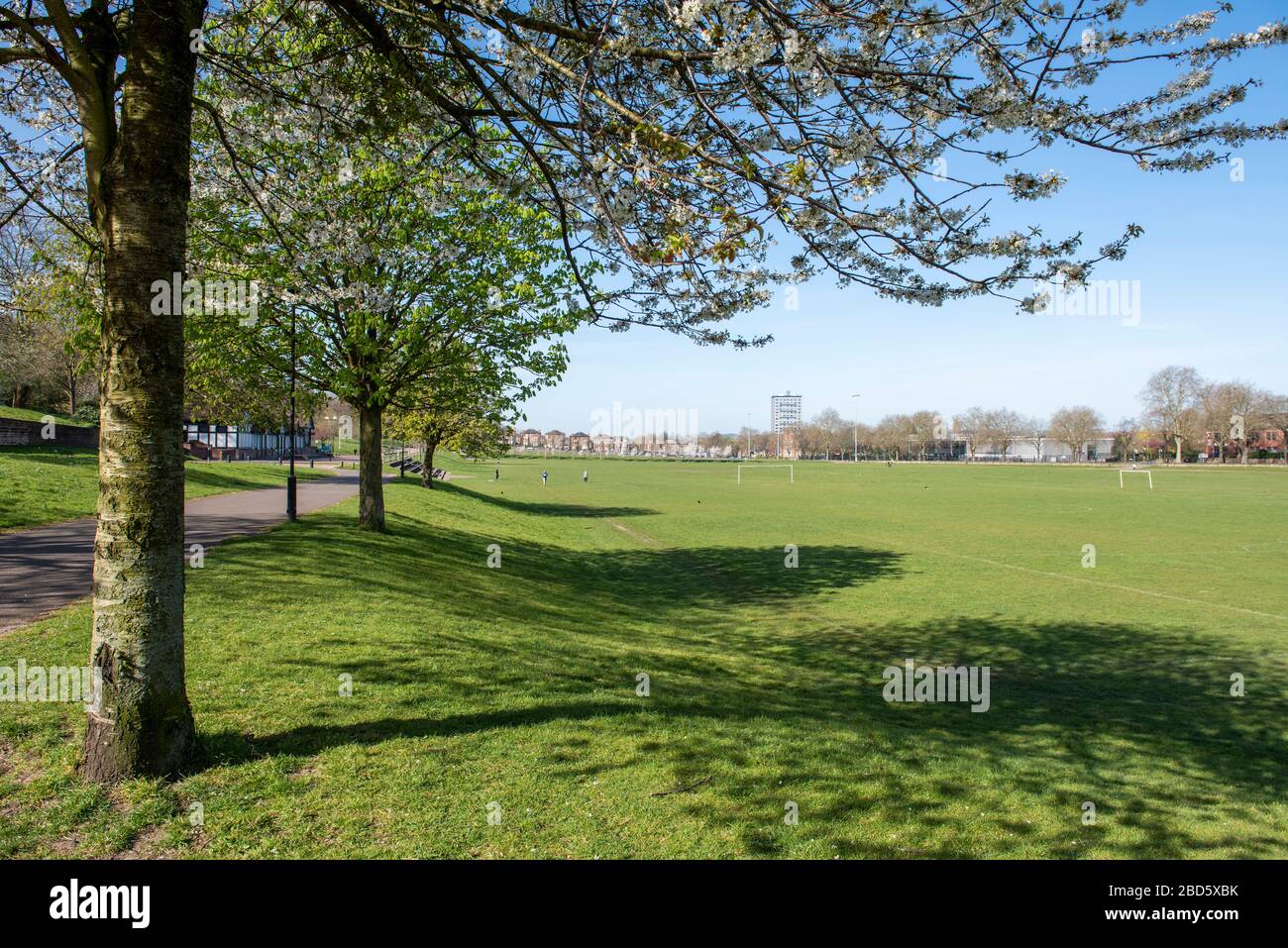 Sunny spring day at Forest Recreation Ground, captured during the Covid ...