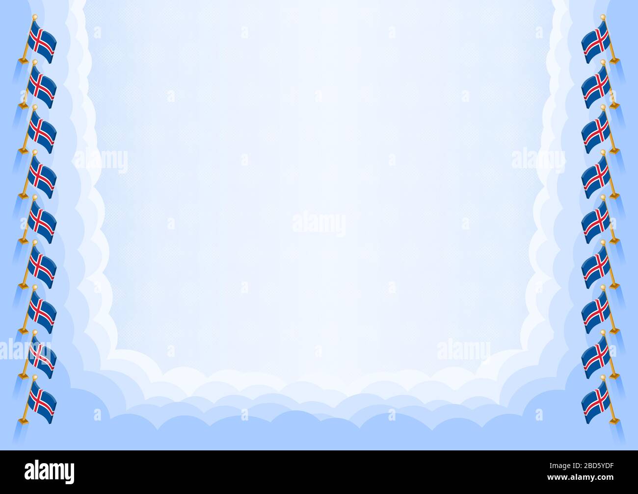 Horizontal frame and border with Iceland flag, template elements for ...