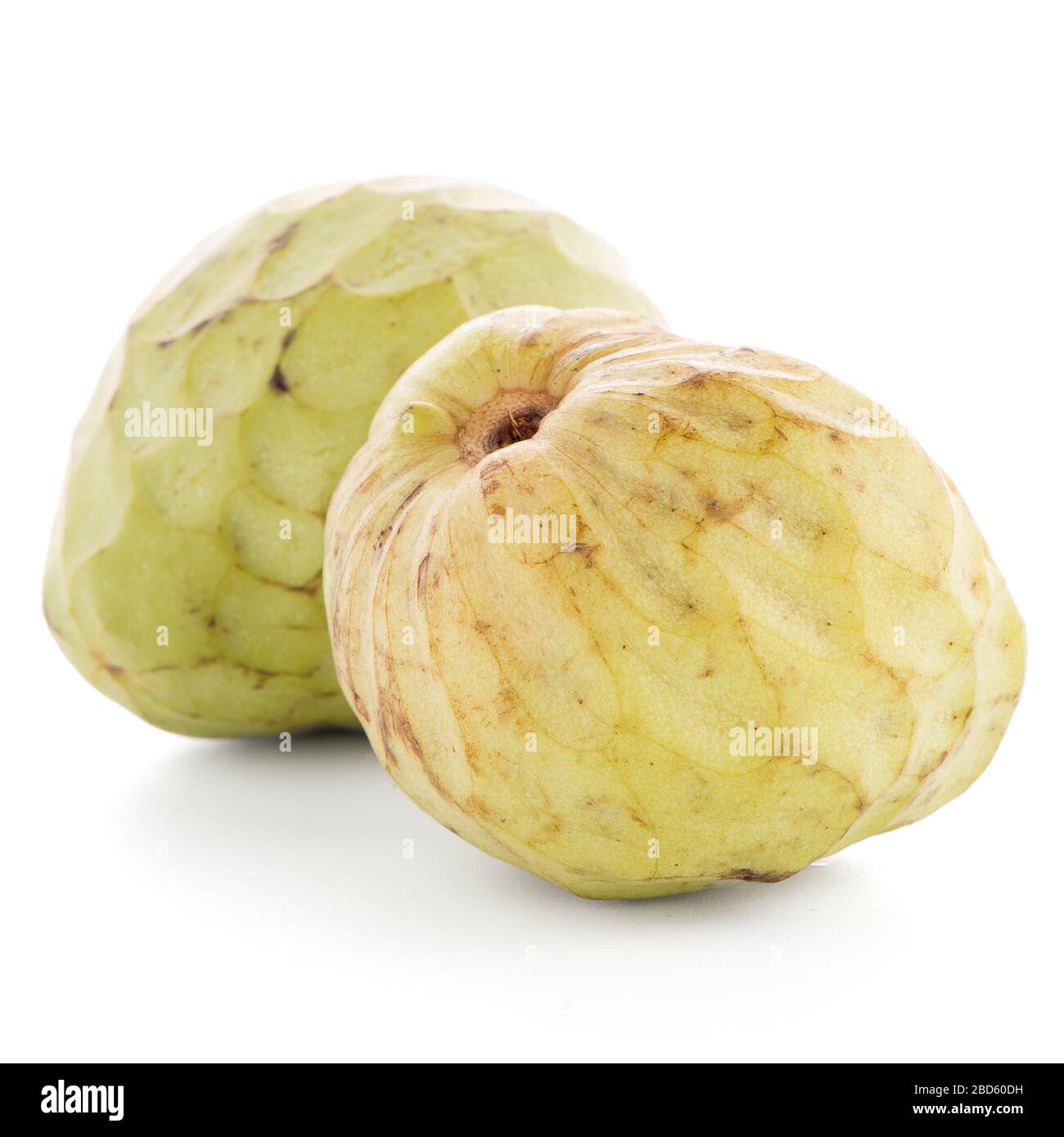 Custard apple, also known as Bullocks or Bulls Heart on white ...