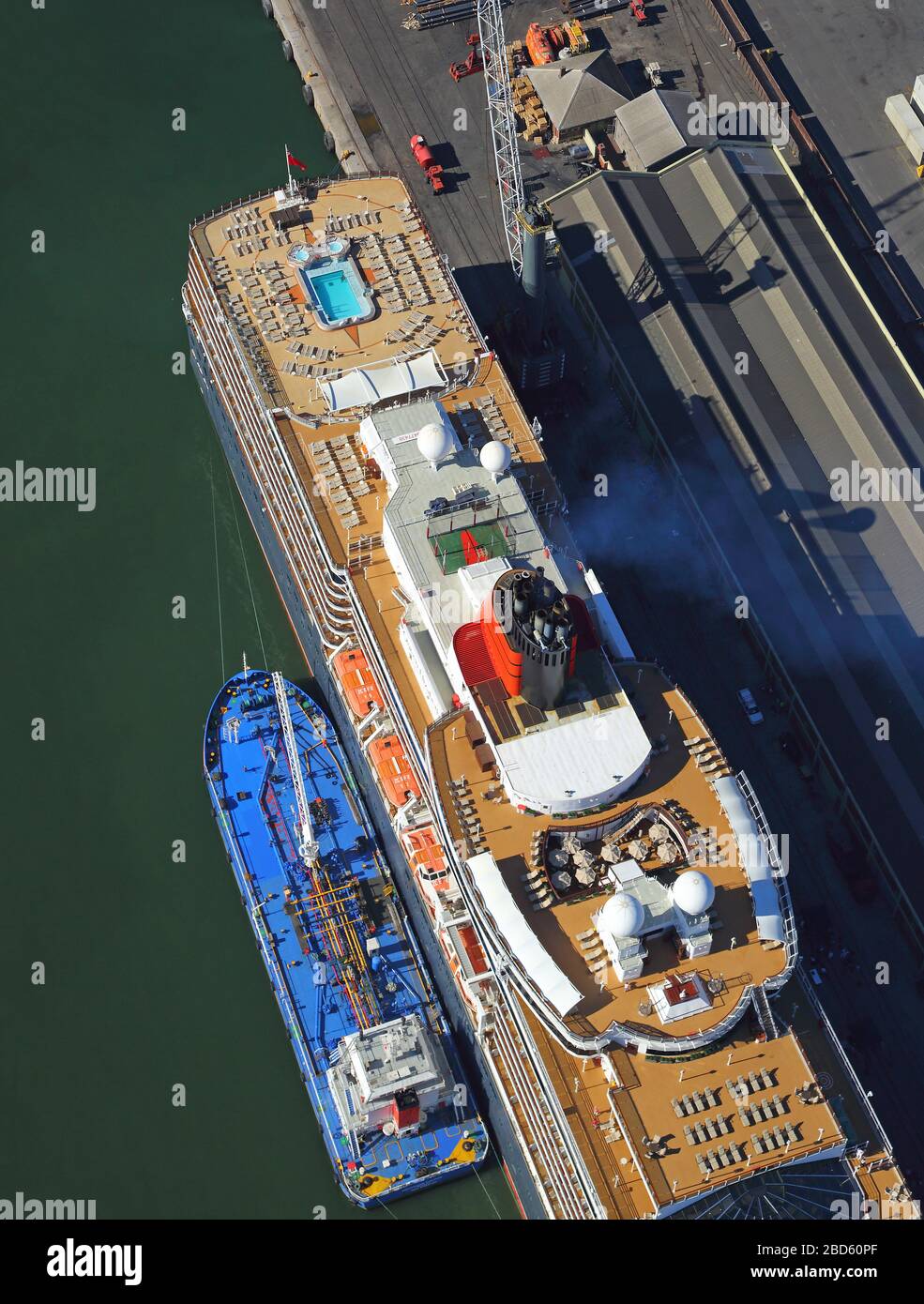 Aerial photo of Queen Elizabeth Cruise Ship Stock Photo - Alamy