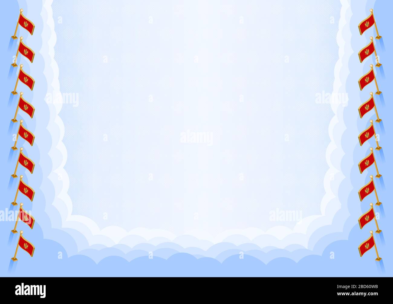 Horizontal frame and border with Montenegro flag, template elements for ...