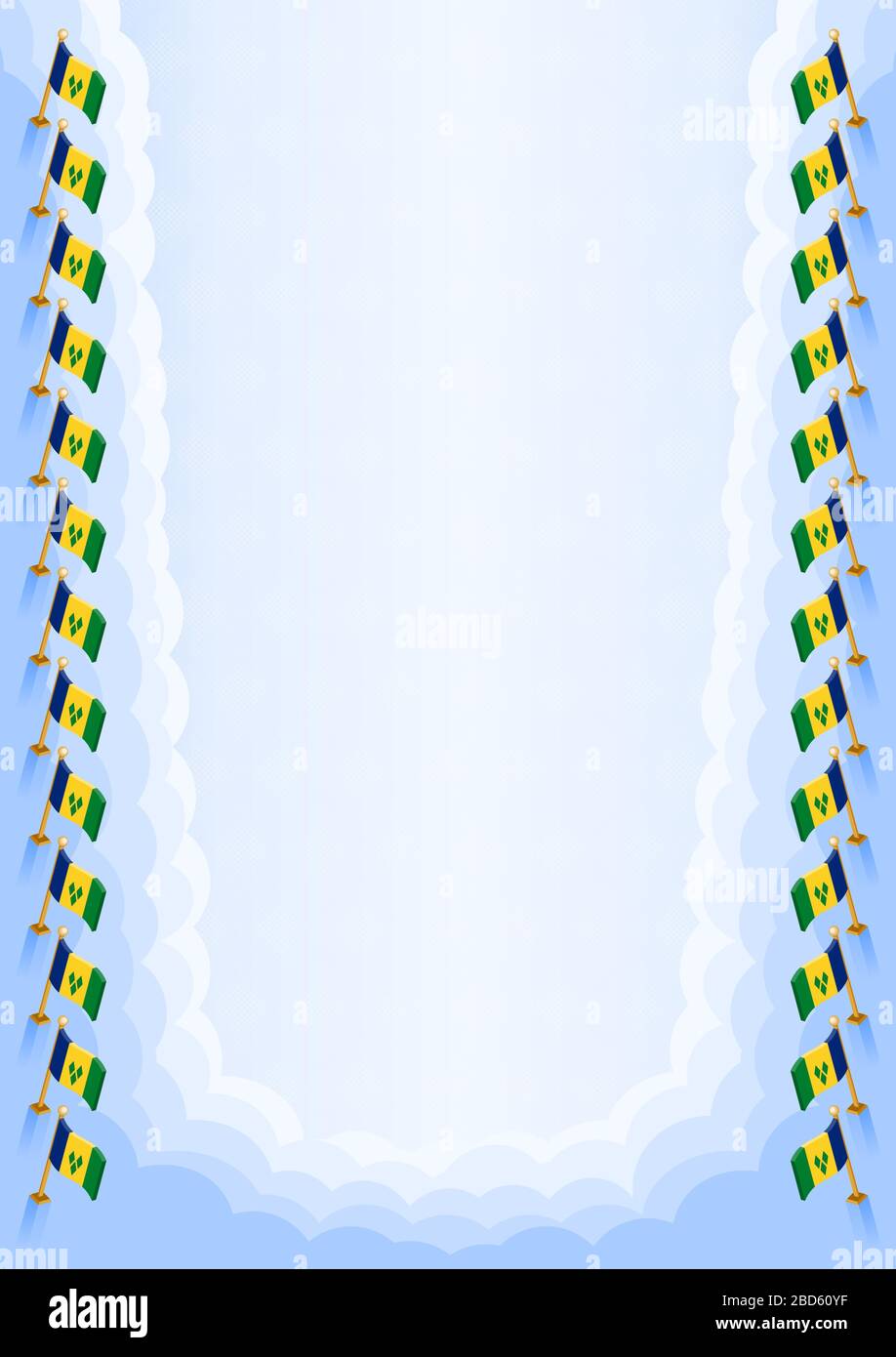 Vertical frame and border with Saint Vincent and the Grenadines flag ...