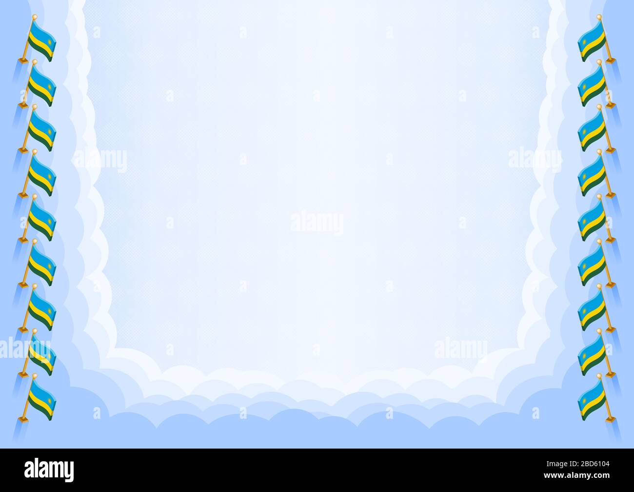 Horizontal frame and border with Rwanda flag, template elements for ...