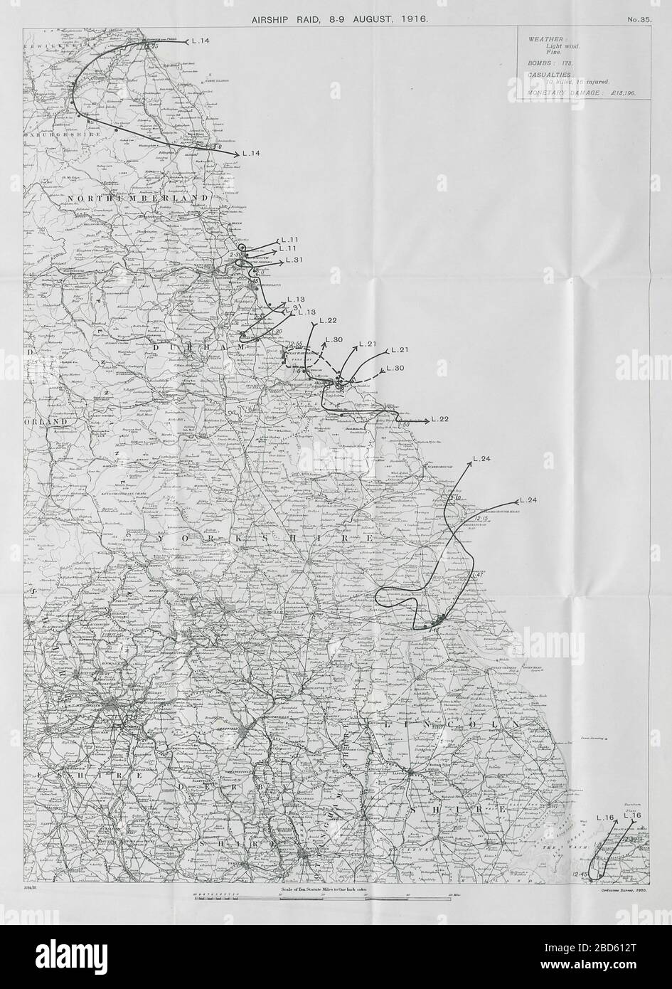 First World War German Airship raid August 1916 Hull Hartlepool ...