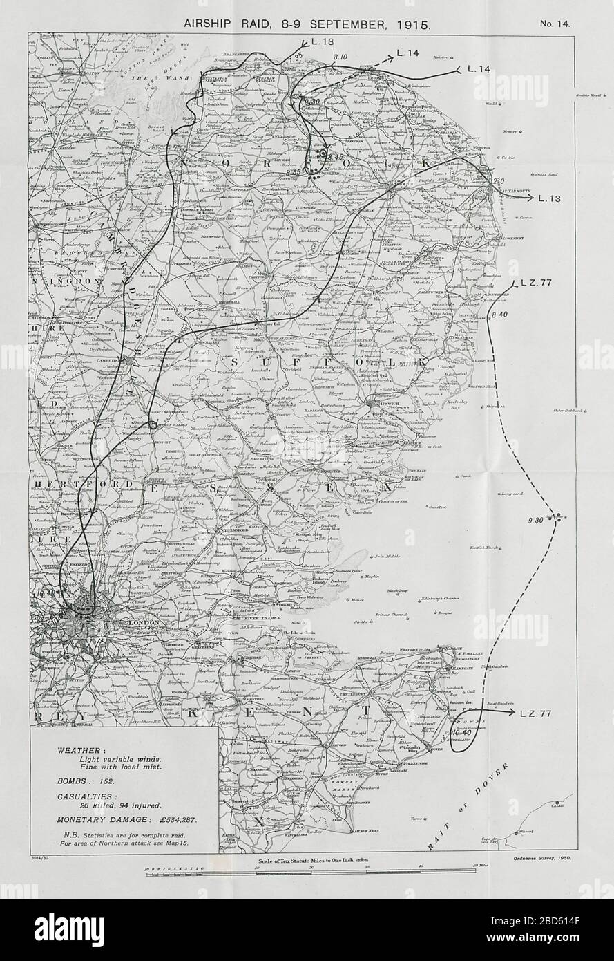 First World War German Airship raid 8-9 September 1915 London East ...